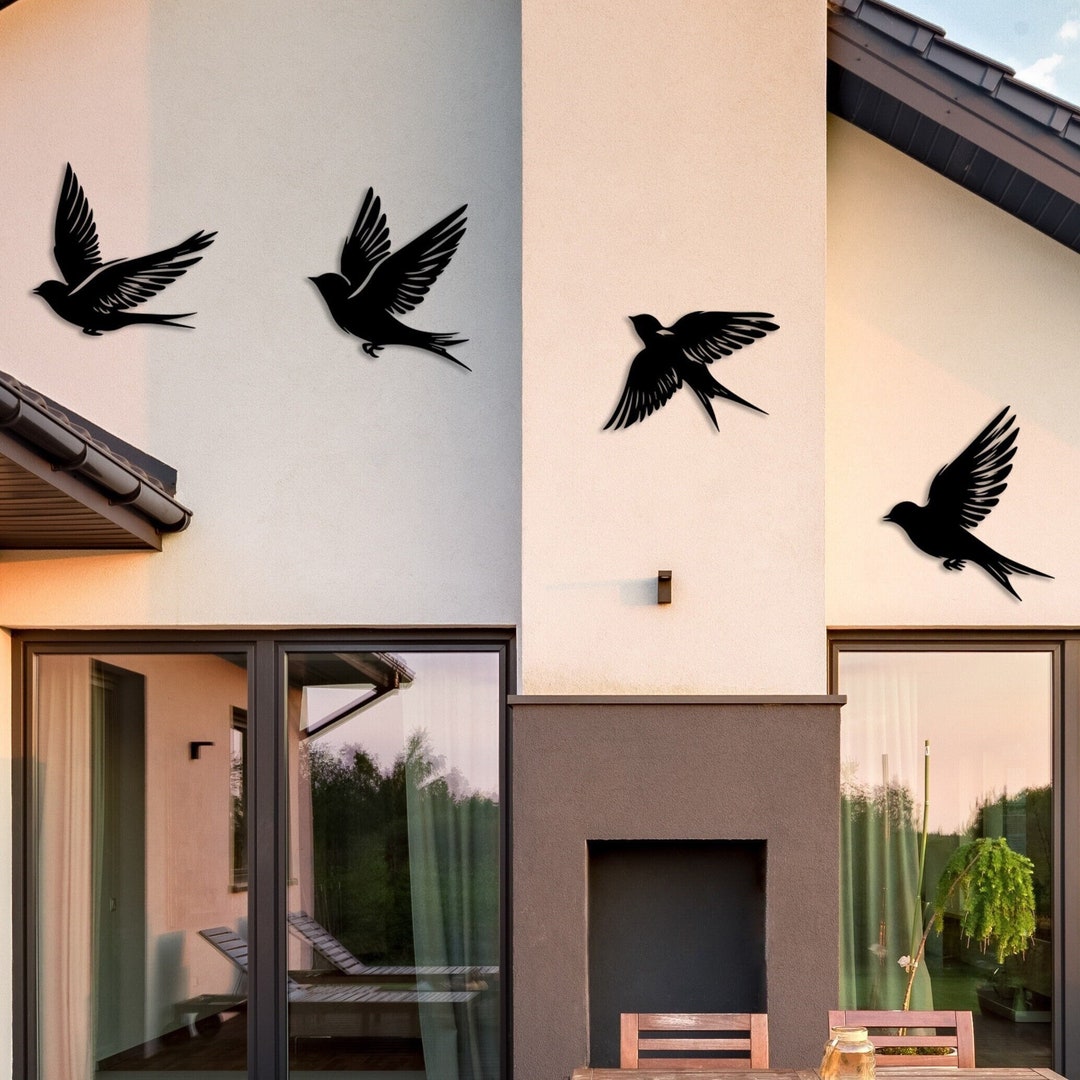 Flying Swallow Set Metal Wall Art, Metal Bird Wall Art, Barn Swallows Wall Decor, Wall Art Set ...