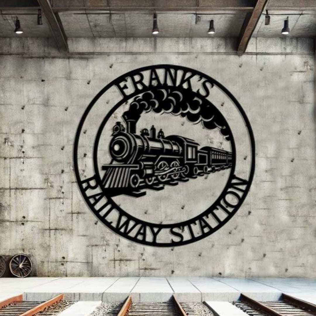 Custom Railroad Metal Wall Sign, Personalized Train Metal Wall Decor ...