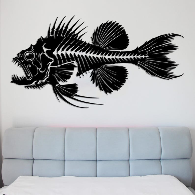 Giant Fishbones Metal Wall Art, Nautical Bathroom Decor, Beach House ...