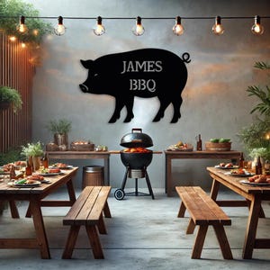 Custom Bbq Pig Metal Sign, Pig Farmhouse Sign, Metal Smoker Decor ...