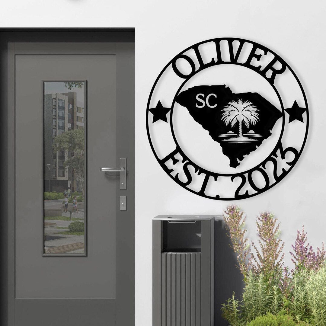 South Carolina Custom Metal Sign, Palmetto Tree Metal Wall Decor, SC ...