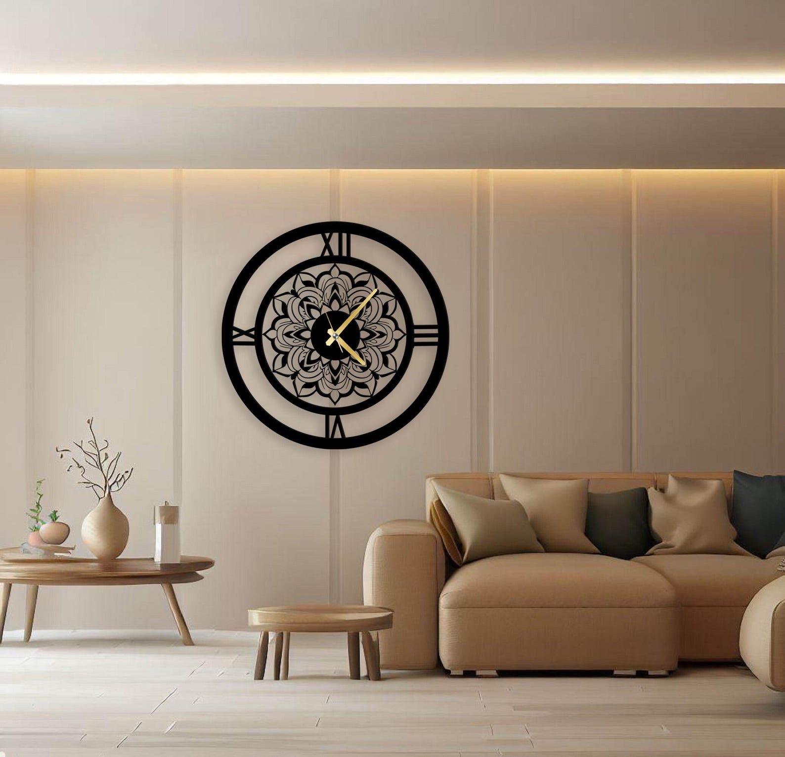 Mandala Metal Wall Clock, Meditation Room Wall Clock, Yoga Room Wall ...