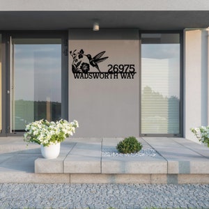 Hummingbird Custom House Number Sign, Cute Custom Metal Sign ...