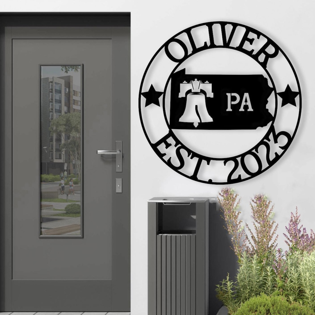 Pennsylvania Custom Metal Sign, Liberty Bell Metal Wall Decor, PA State ...