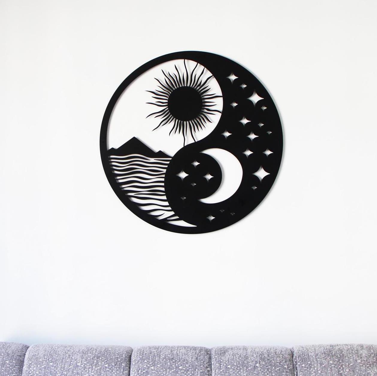Modern Yin Yang Metal Wall Art, Sun and Moon Metal Wall Decor ...