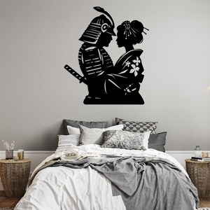 Samurai Warrior & Geisha Metal Wall Art, Couple Bedroom Wall Decor, Japanese Culture Inspired ...