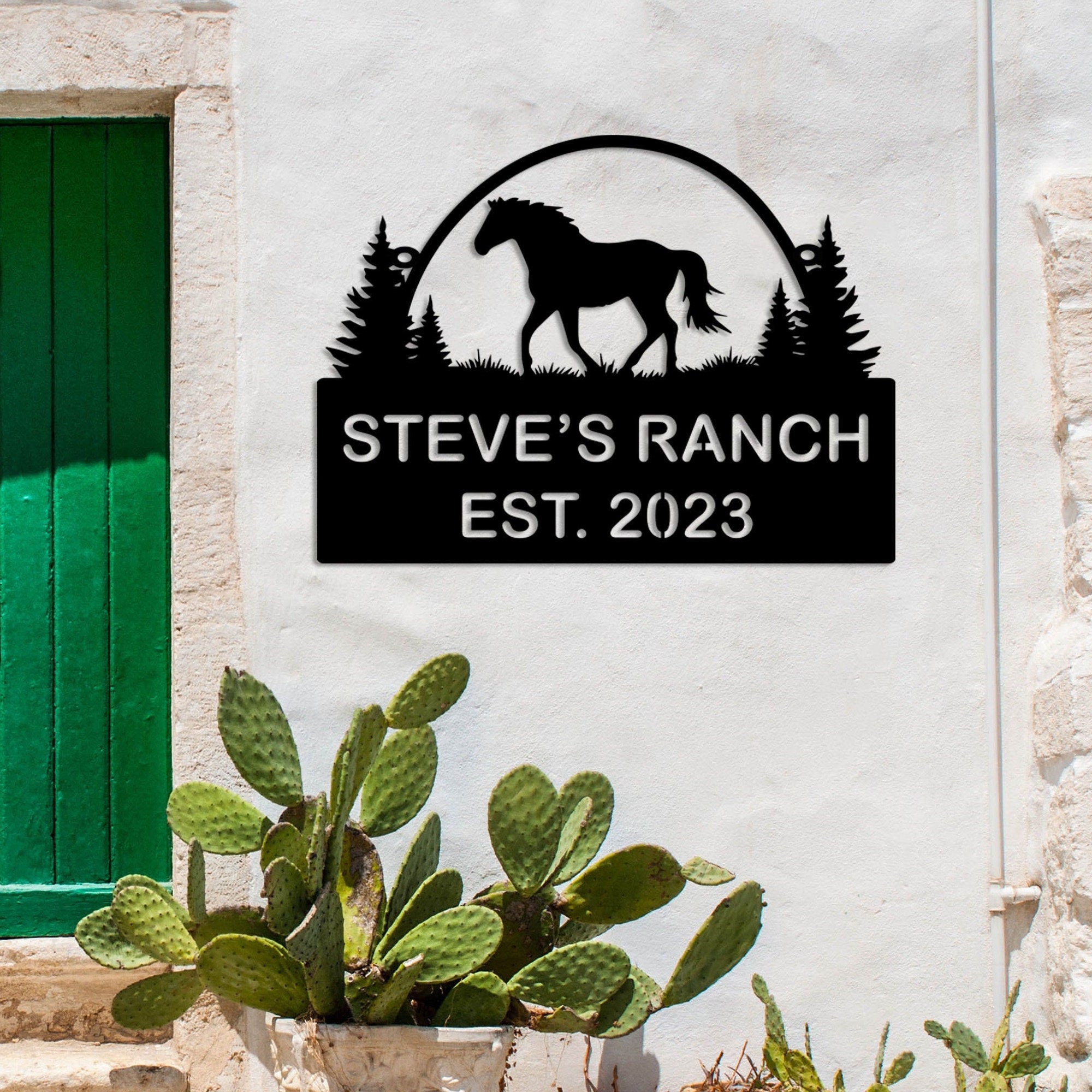 Custom Horse Ranch Sign, Metal Horse Wall Art, Personalized Horse ...