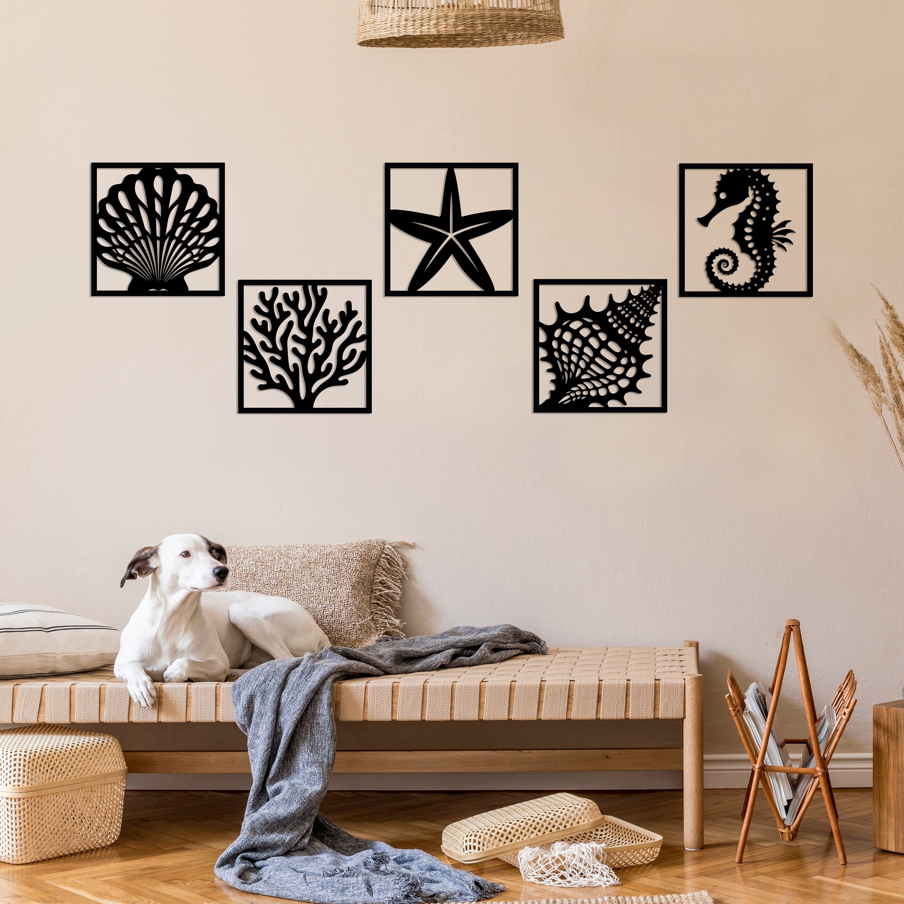 Coastal Metal Wall Art, Tropical Wall Art Sets, Beach House Wall Decor ...