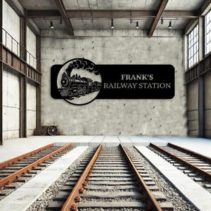 Custom Railroad Metal Wall Sign, Personalized Train Metal Wall Decor ...