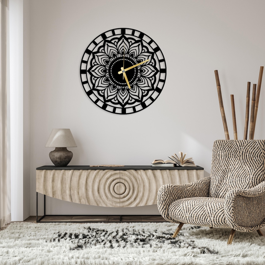 Mandala Metal Wall Clock, Meditation Room Wall Clock, Yoga Room Wall ...