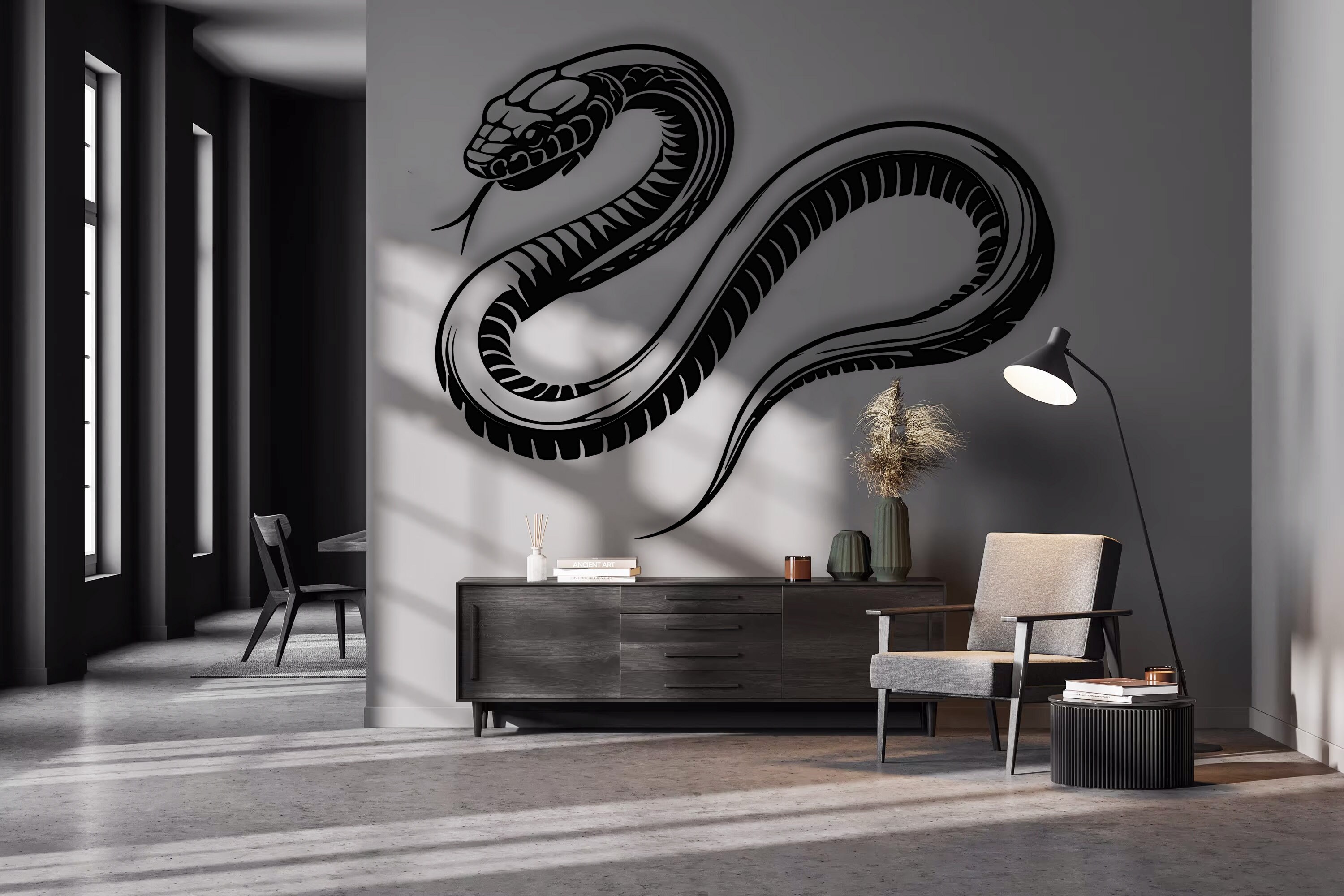 Giant Snake Metal Wall Art, Majestic Snake Wall Decor, Gifts for Snake ...