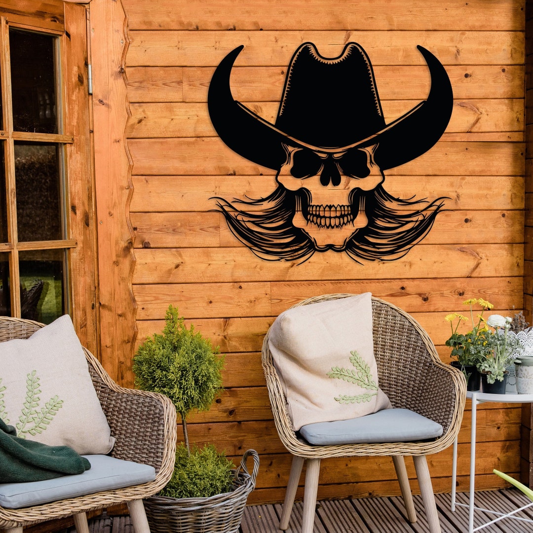 Cool Cowboy Skull Wall Decor, Cowboy Metal Wall Art, Howdy Metal Wall ...