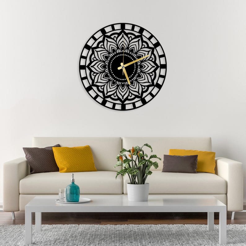 Mandala Metal Wall Clock, Meditation Room Wall Clock, Yoga Room Wall ...