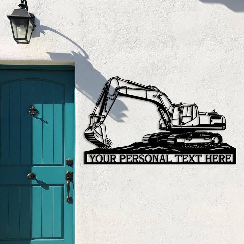 Custom Excavator Metal Sign, Personalized Construction Company Name ...