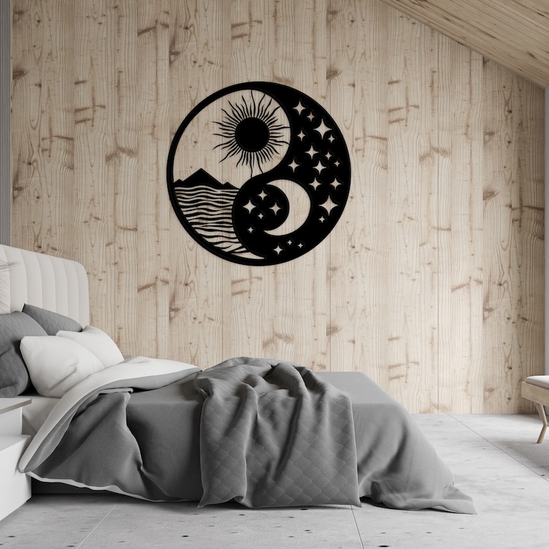 Modern Yin Yang Metal Wall Art, Sun and Moon Metal Wall Decor ...