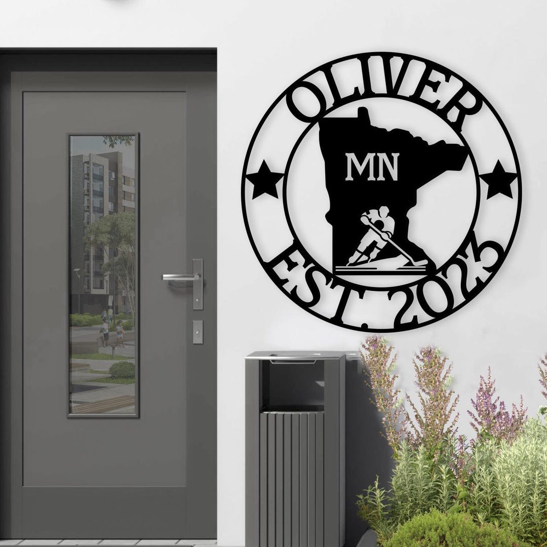 Custom Minnesota Metal Sign: Hockey Wall Decor, Personalized Welcome ...