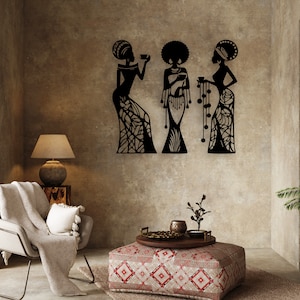 African American Metal Wall Art, Cozy African Traditional Living Room ...