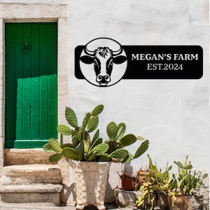 Custom Cow Metal Sign, Personalized Farmhouse Sign, Cow Kitchen Decor ...