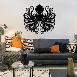 Ocean Monster Metal Wall Art, Kraken Metal Wall Decor, Beach House ...