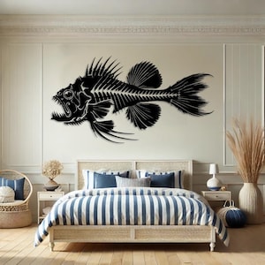 Giant Fishbones Metal Wall Art, Nautical Bathroom Decor, Beach House ...