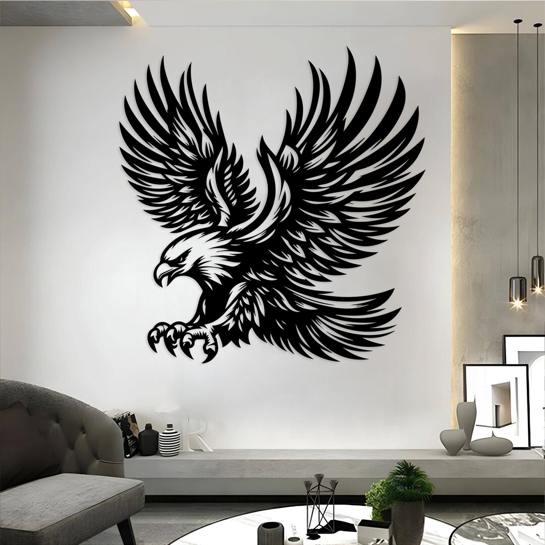 Majestic Eagle Metal Wall Art, American Eagle Wall Decor, Fireplace ...