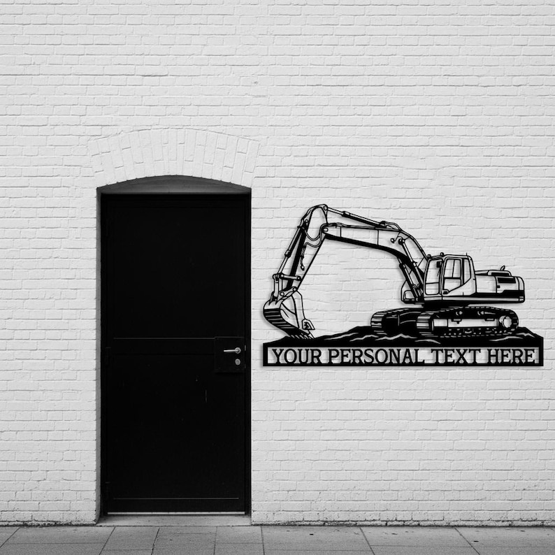 Custom Excavator Metal Sign, Personalized Construction Company Name ...