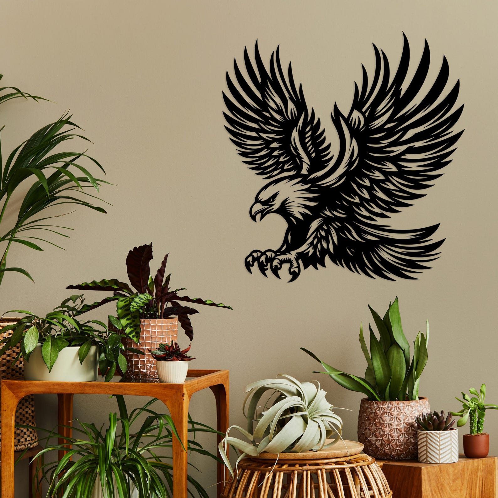 Majestic Eagle Metal Wall Art, American Eagle Wall Decor, Fireplace ...