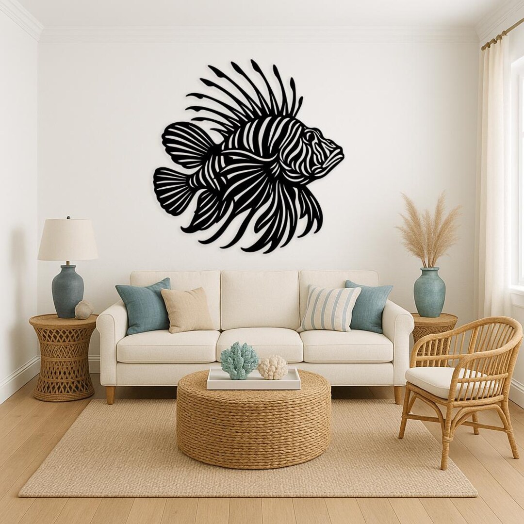 Lionfish Metal Wall Art for Beach House, Tropical Fish Tank Decor ...