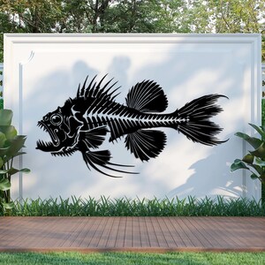 Giant Fishbones Metal Wall Art, Nautical Bathroom Decor, Beach House ...