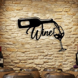 Wine Metal Wall Art, Modern Bar Decor for Wine Lovers, Kitchen Wine ...