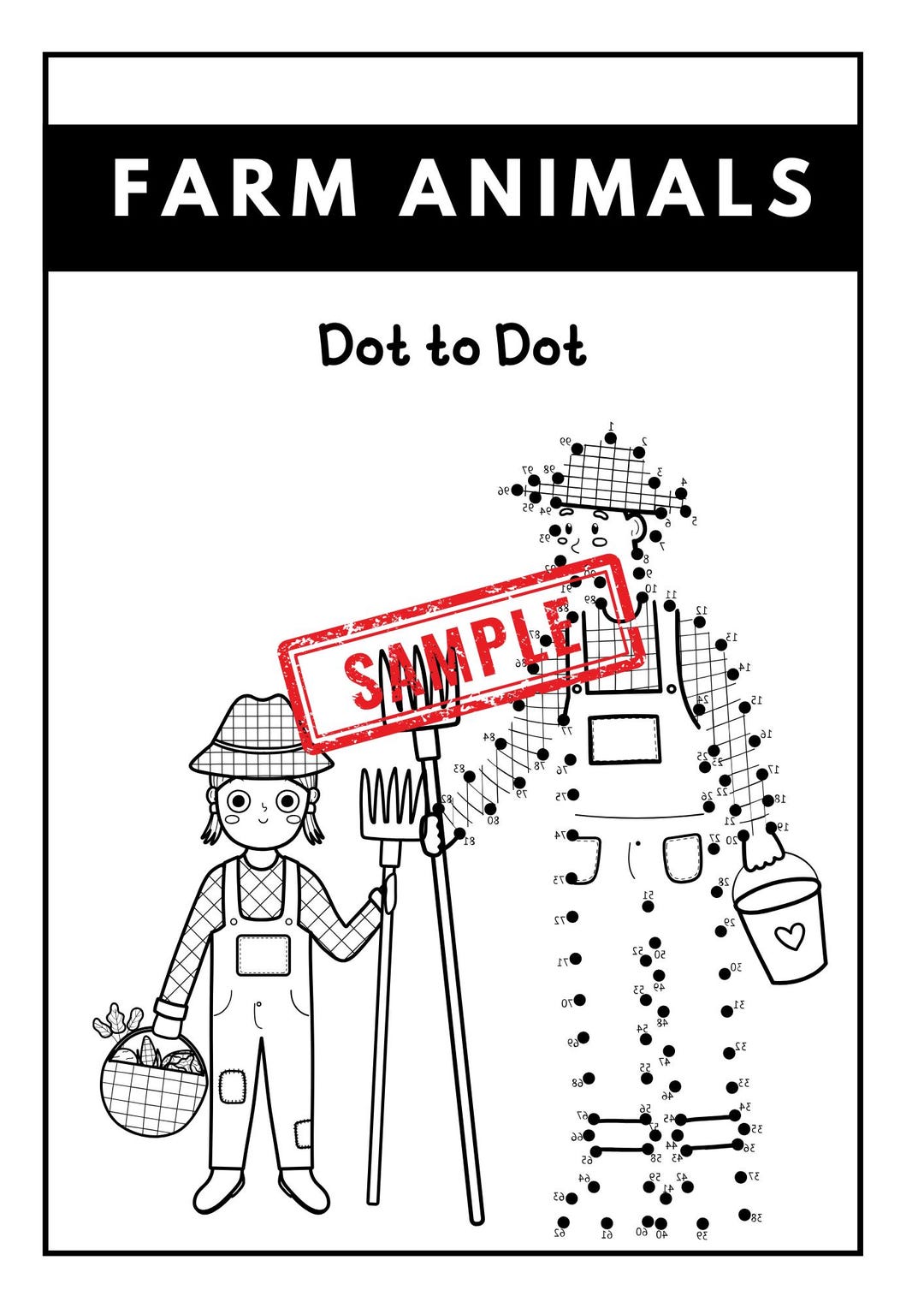 Farm Animal Dot to Dot Worksheets - Etsy