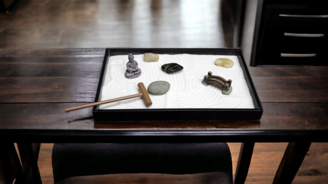 Zen Garden Mini Zen Garden Kit Meditation, White Sand, Buddha Figures ...