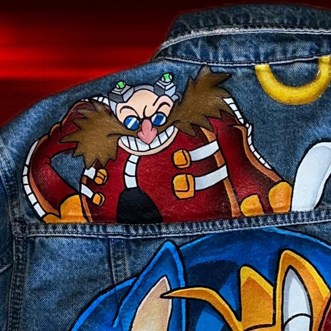 Sonic Knuckles Tails Vs Eggman Oversized Youth Jean Jacket **made to ...