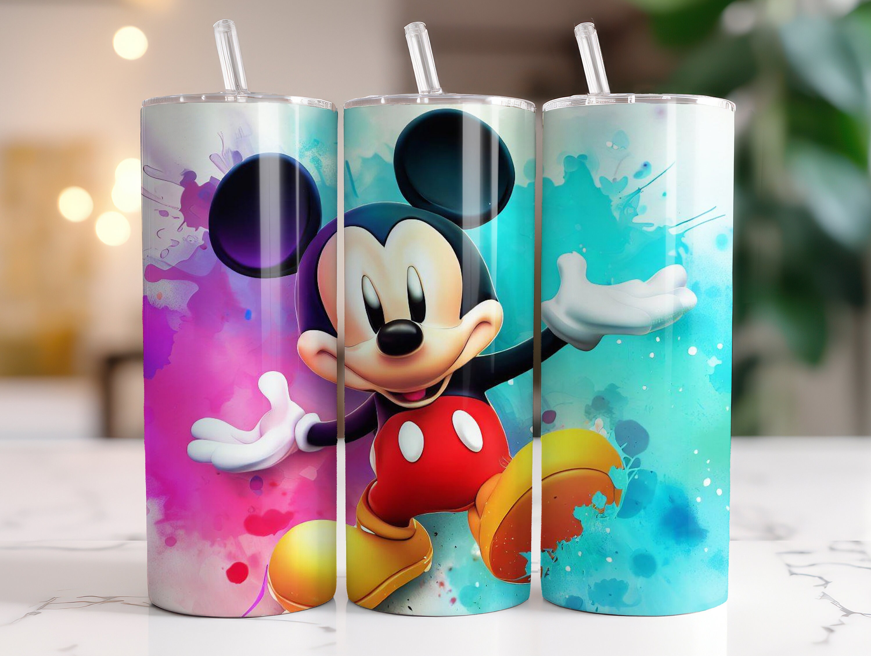 Watercolor Mickey Tumbler, 20 oz Skinny Tumbler, Mickey 20oz Tumbler ...