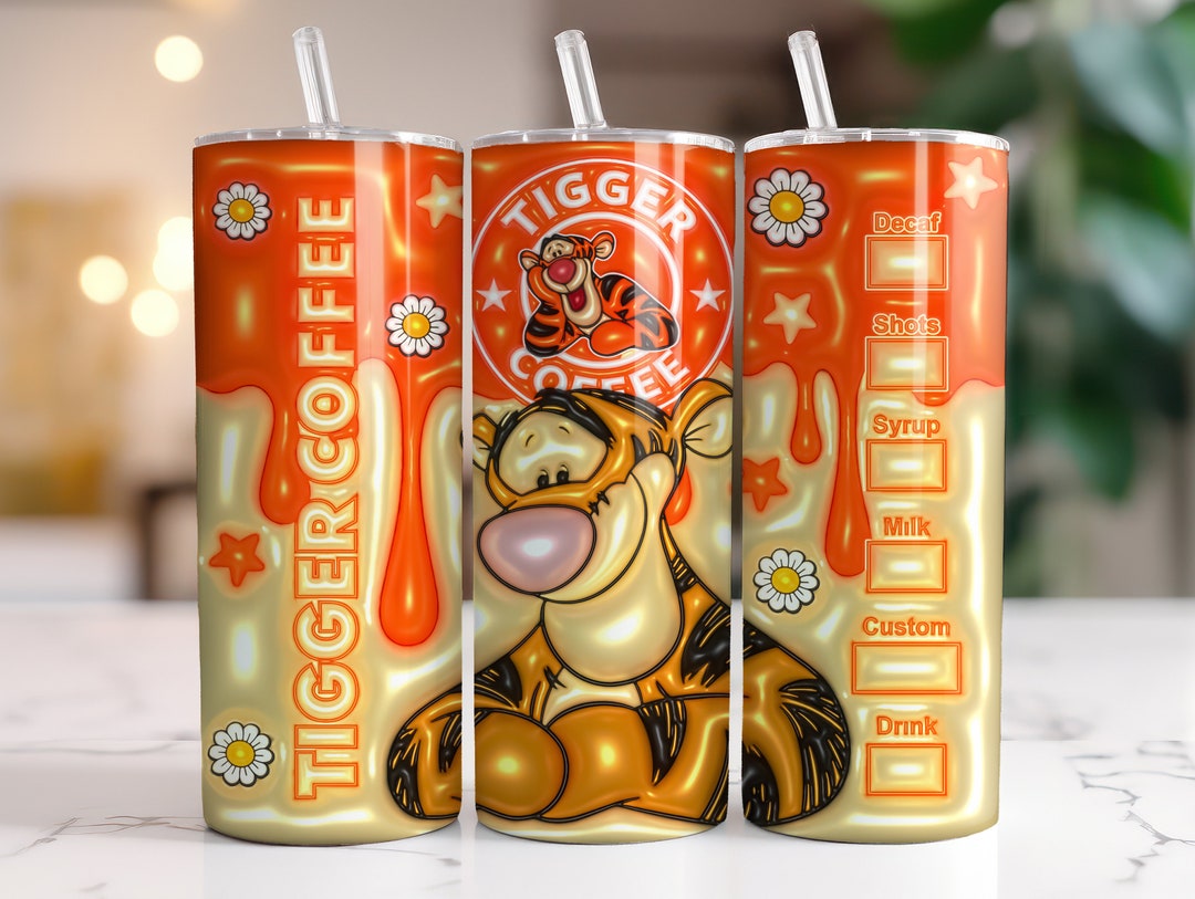 Inflated 3D Tigger Tumbler Wrap , 20 Oz Skinny Coffee Tumbler Wrap ...
