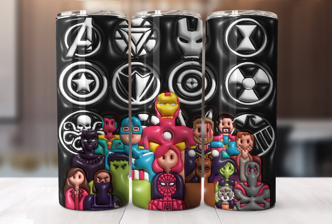 Inflated 3D Superhero Tumbler Wrap , 20 Oz Skinny Tumbler Wrap, 20oz ...