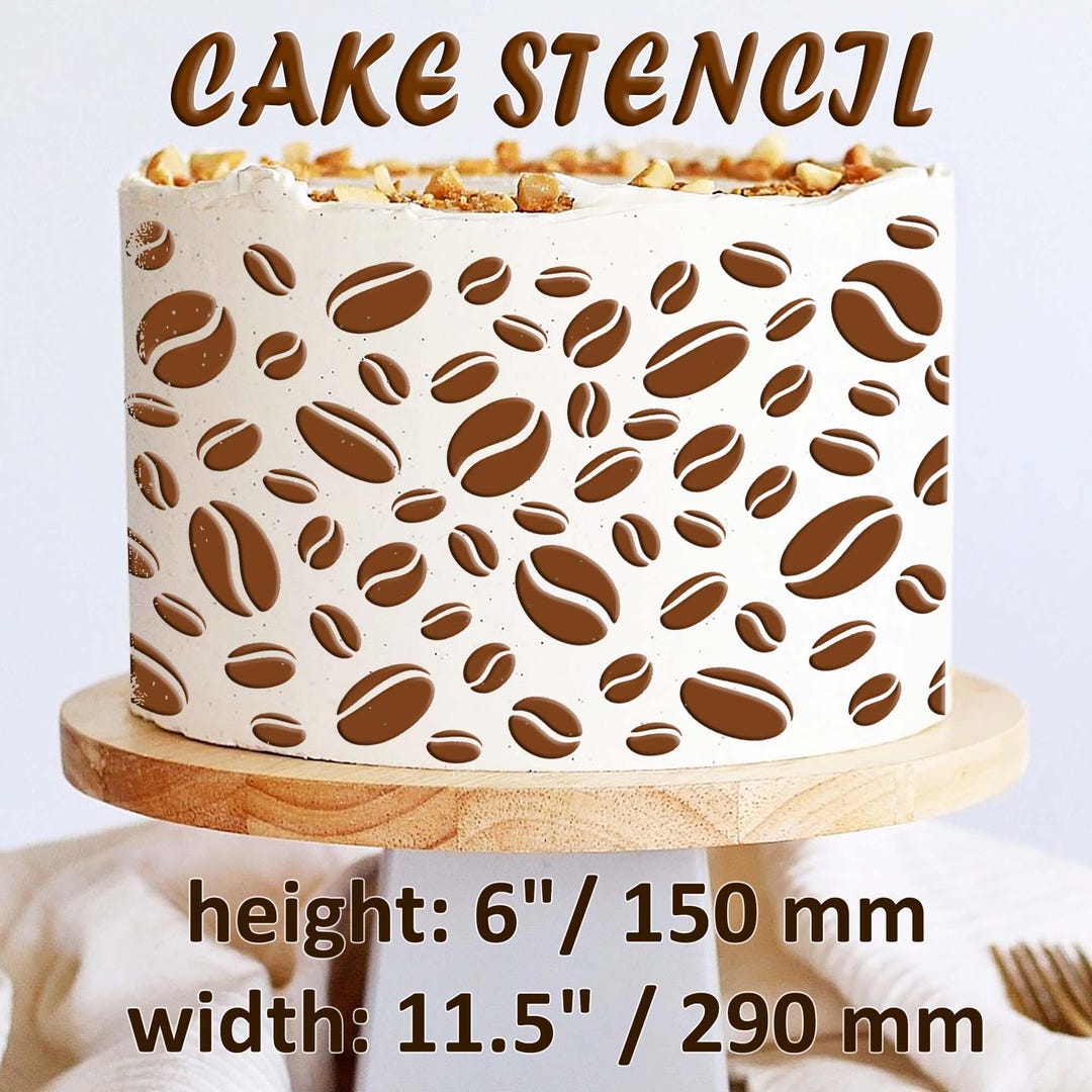 Coffee Bean Cake Stencil: Buttercream & Airbrush Decorating, Reusable ...