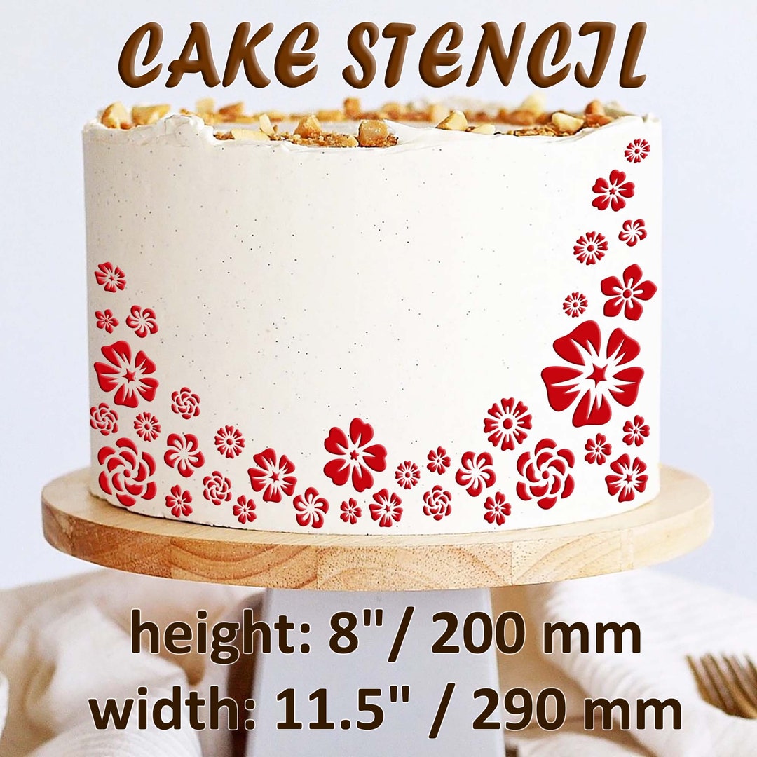 Flower Motif Cake Stencil: Reusable Buttercream & Airbrush Decor - Etsy