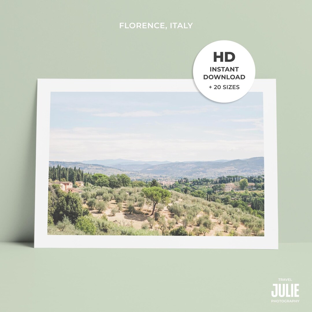 Florence, Italy I Digital Download of Panoramic Skyline View of Nature ...