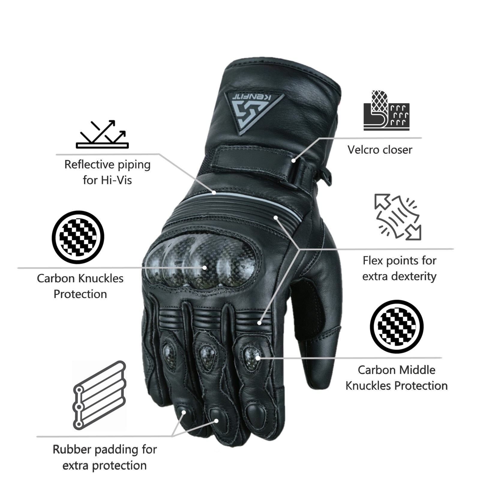 Motorbike Motorcycle Leather Gloves Thermal Winter TPU Knuckle ...