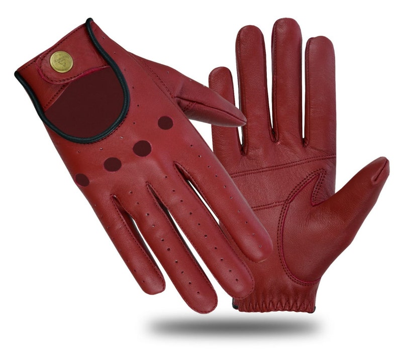Driving Leather Gloves for Women Full-finger Red Driving Leather Gloves ...