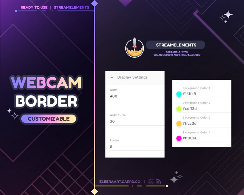 Widget Webcam Border / Customizable / Twitch - Streamelements OBS - Etsy