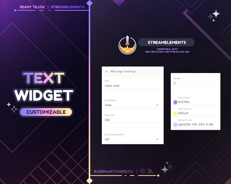 Widget Text / Customizable / Twitch - Streamelements OBS - Etsy