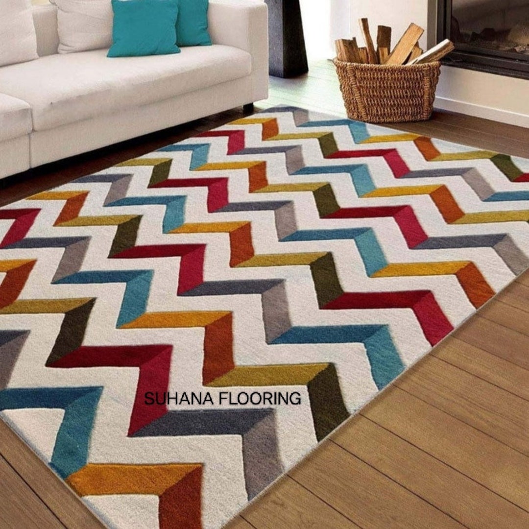 8x10 Rainbow Hand Tufted Multi Color Area Rug 100% Woolen - Etsy