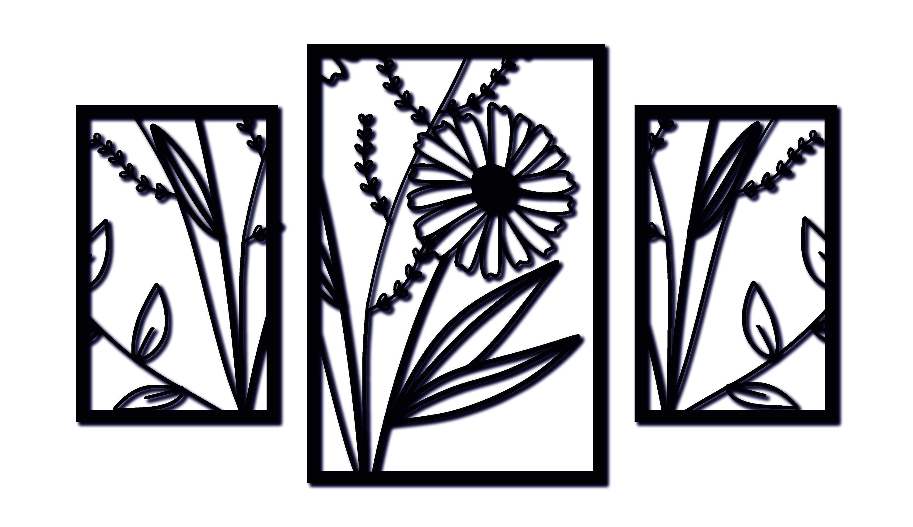 Flowers Wall Art Decor Panels Bundle Laser Cut,svg,dxf Files. Plasma ...