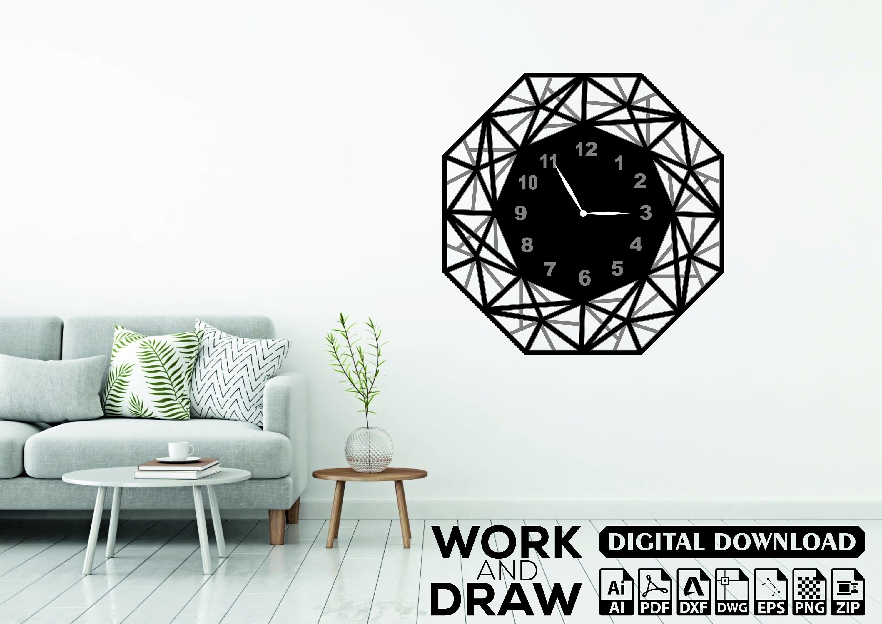 Wall Clock Svg DXF Files - Etsy