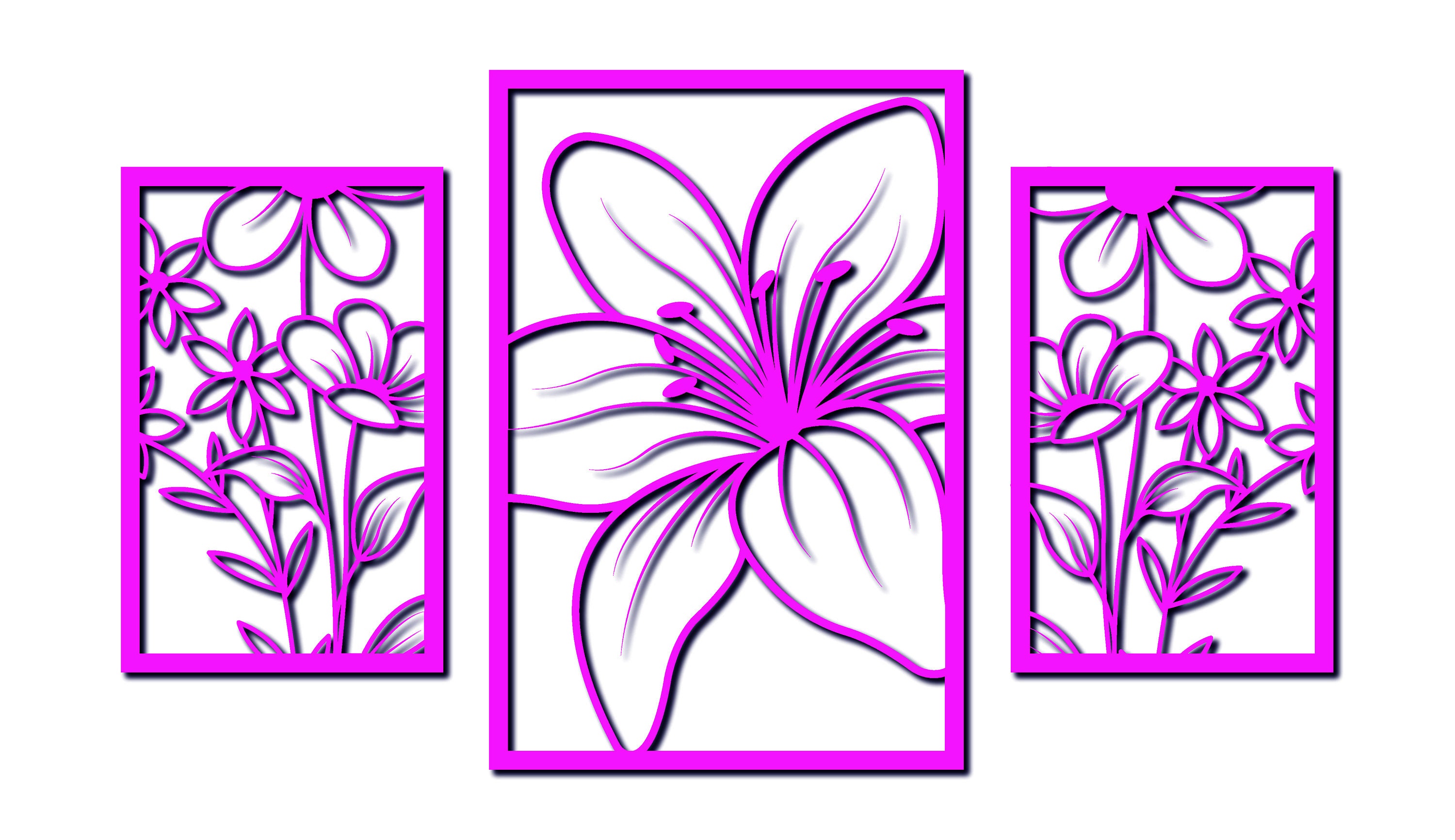 Flowers Wall Art Decor Panels Bundle Laser Cut,svg,dxf Files. Plasma ...