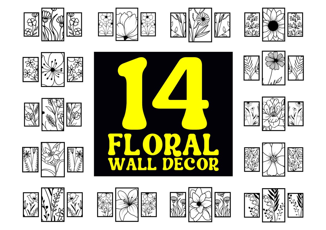 Flowers Wall Art Decor Panels Bundle Laser Cut,svg,dxf Files. Plasma ...