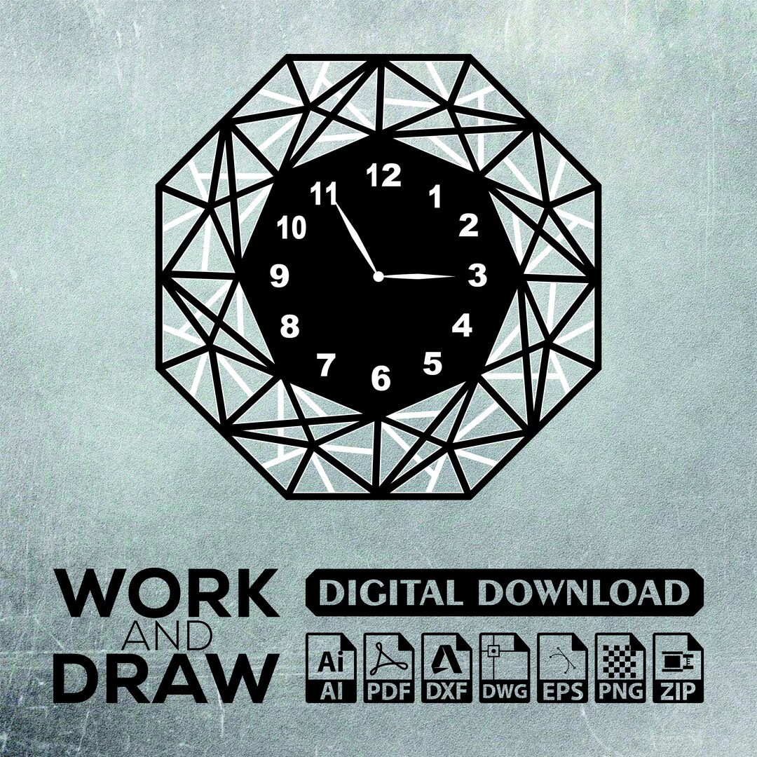 Wall Clock Svg DXF Files - Etsy