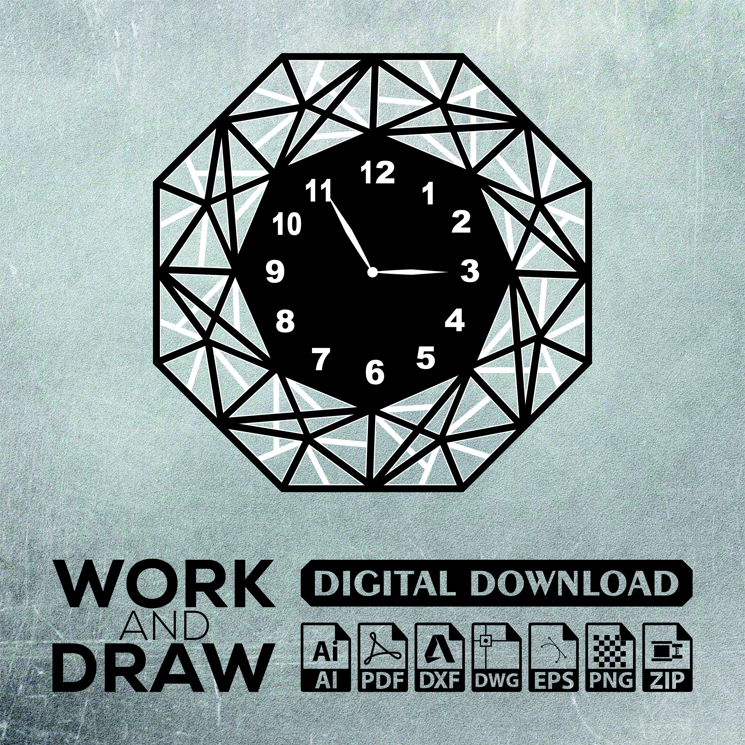 Wall Clock Svg DXF Files - Etsy